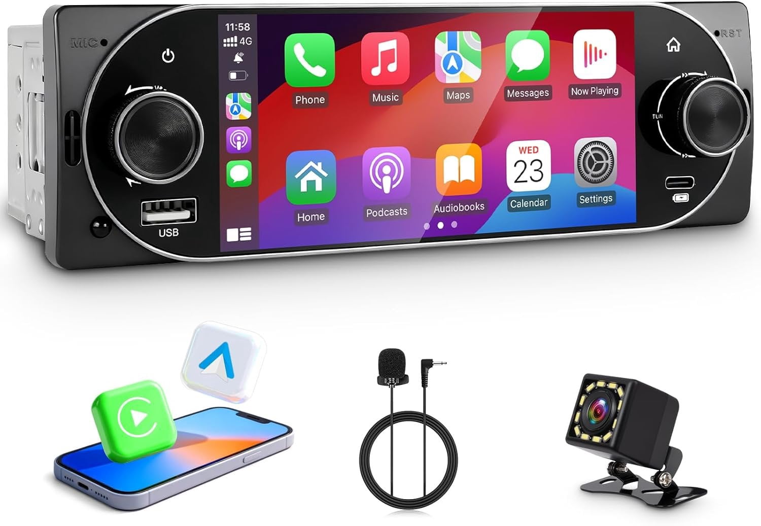 Single Din Radio with , Backup Camera,External Mic,Single Din ...
