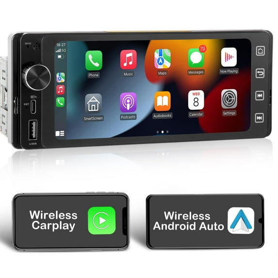 Single Din Touchscreen Radio Wireless Apple Car Play Wireless Android Auto, 6.2 in Single Din ...