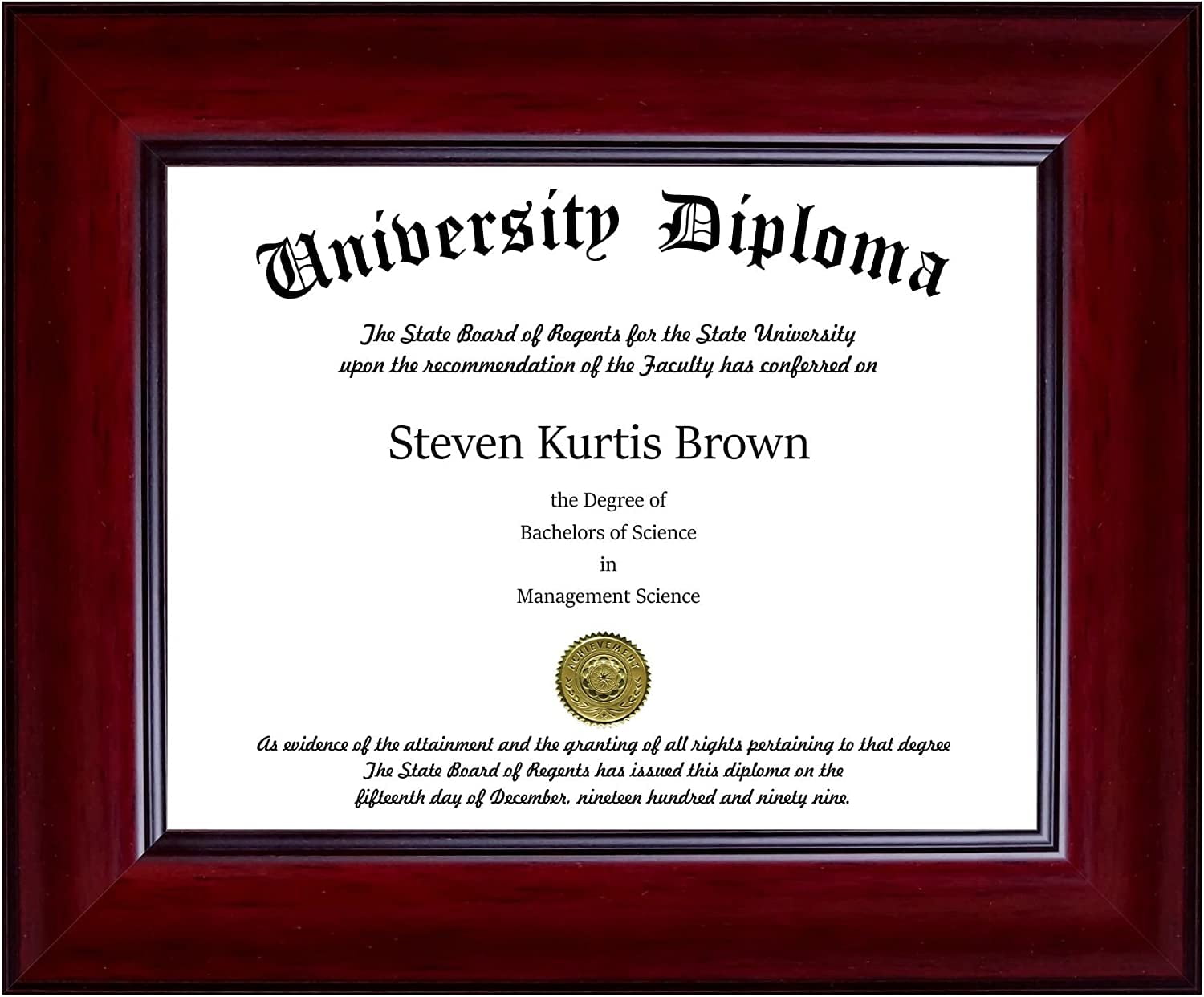 Single Diploma/Document Frame for 11" wide x 8.5" Tall Diploma ...