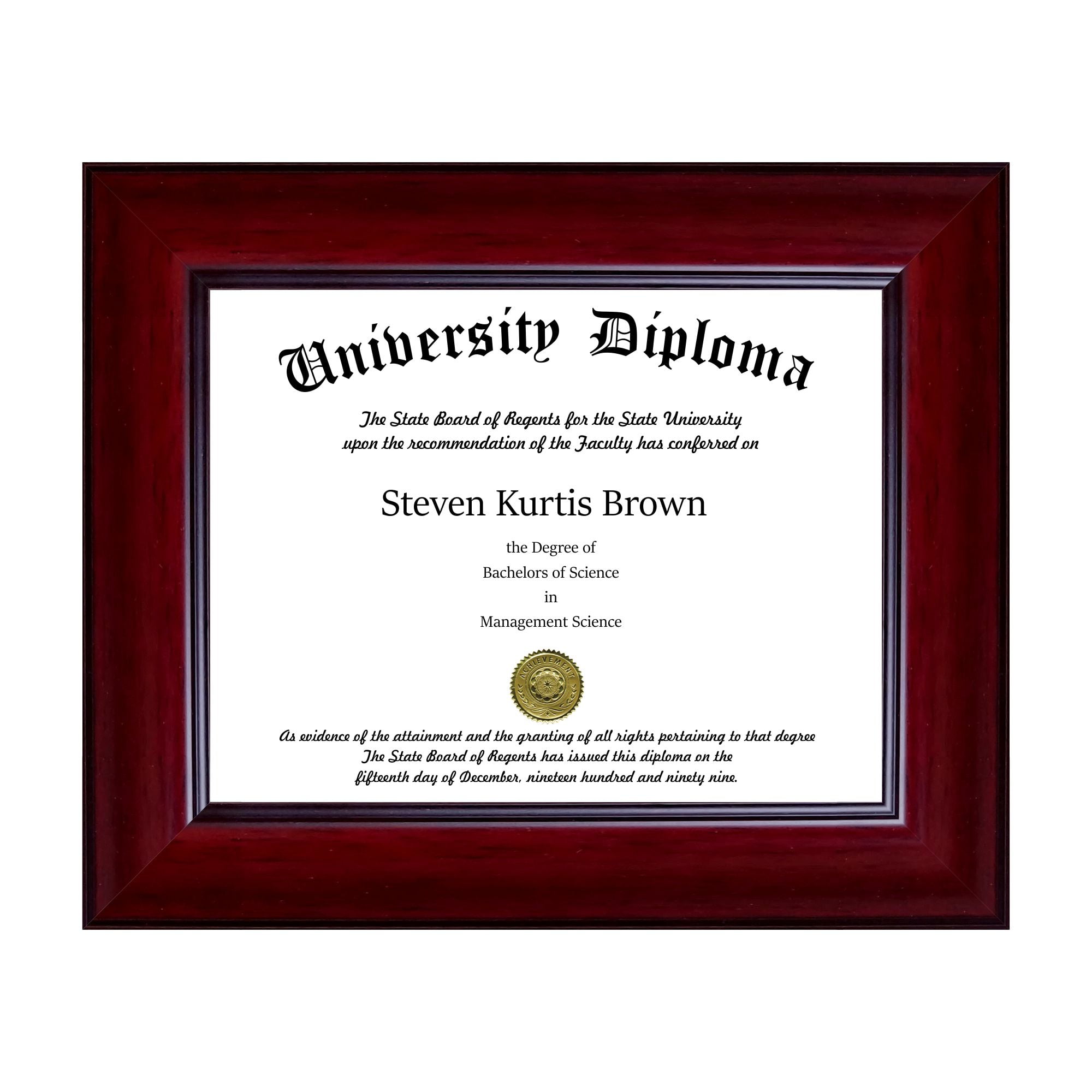 Single Diploma / Document Frame for 11" wide x 8.5" Tall Diploma ...