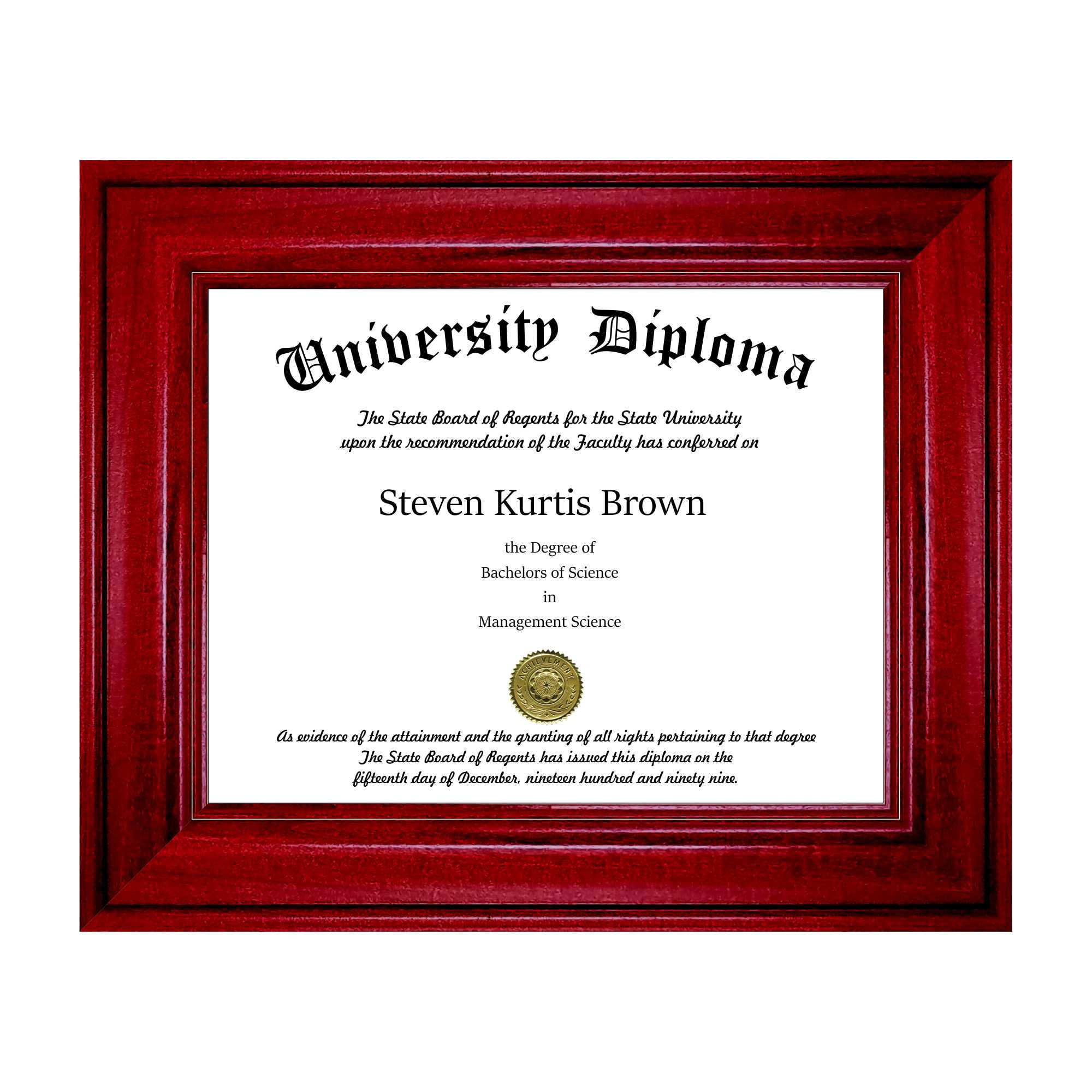 Single Diploma / Document Frame for 15" wide x 12" Tall Diploma ...