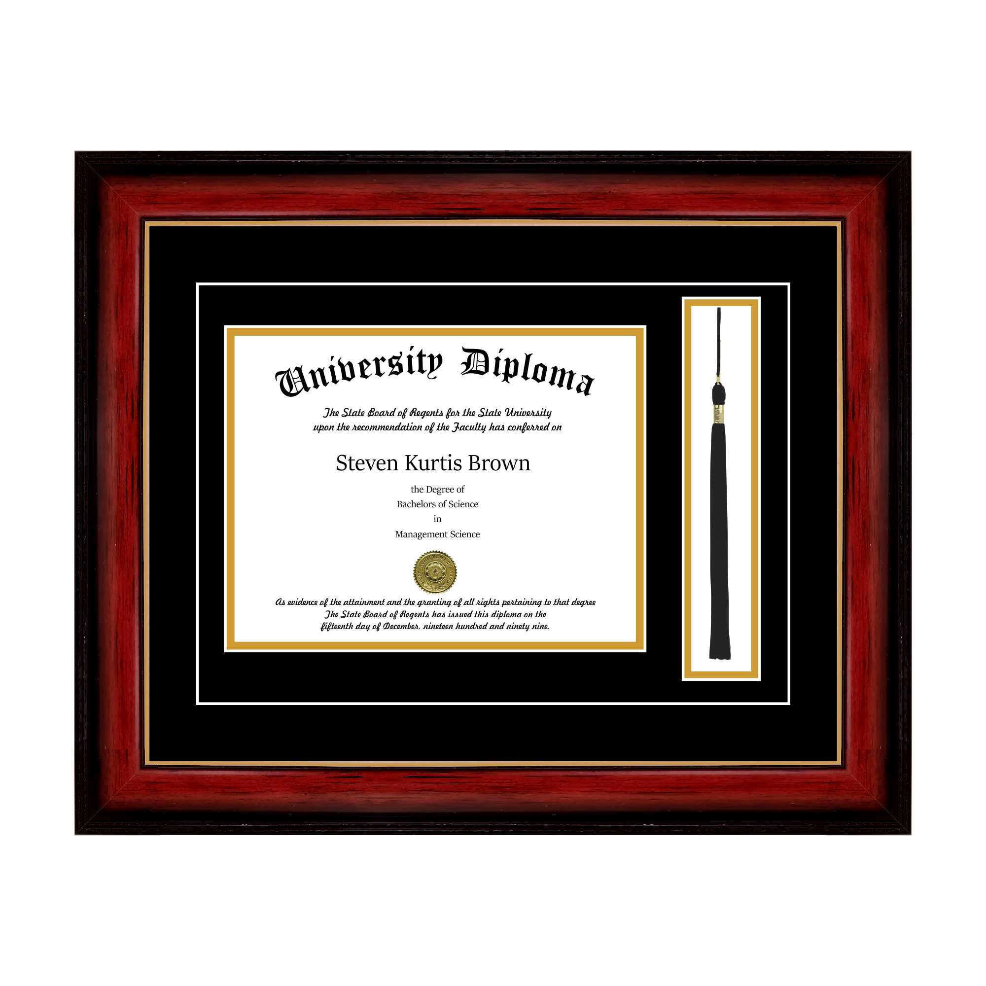 Single Diploma Frame with Tassel and Double Matting for 15" x 12" Tall ...