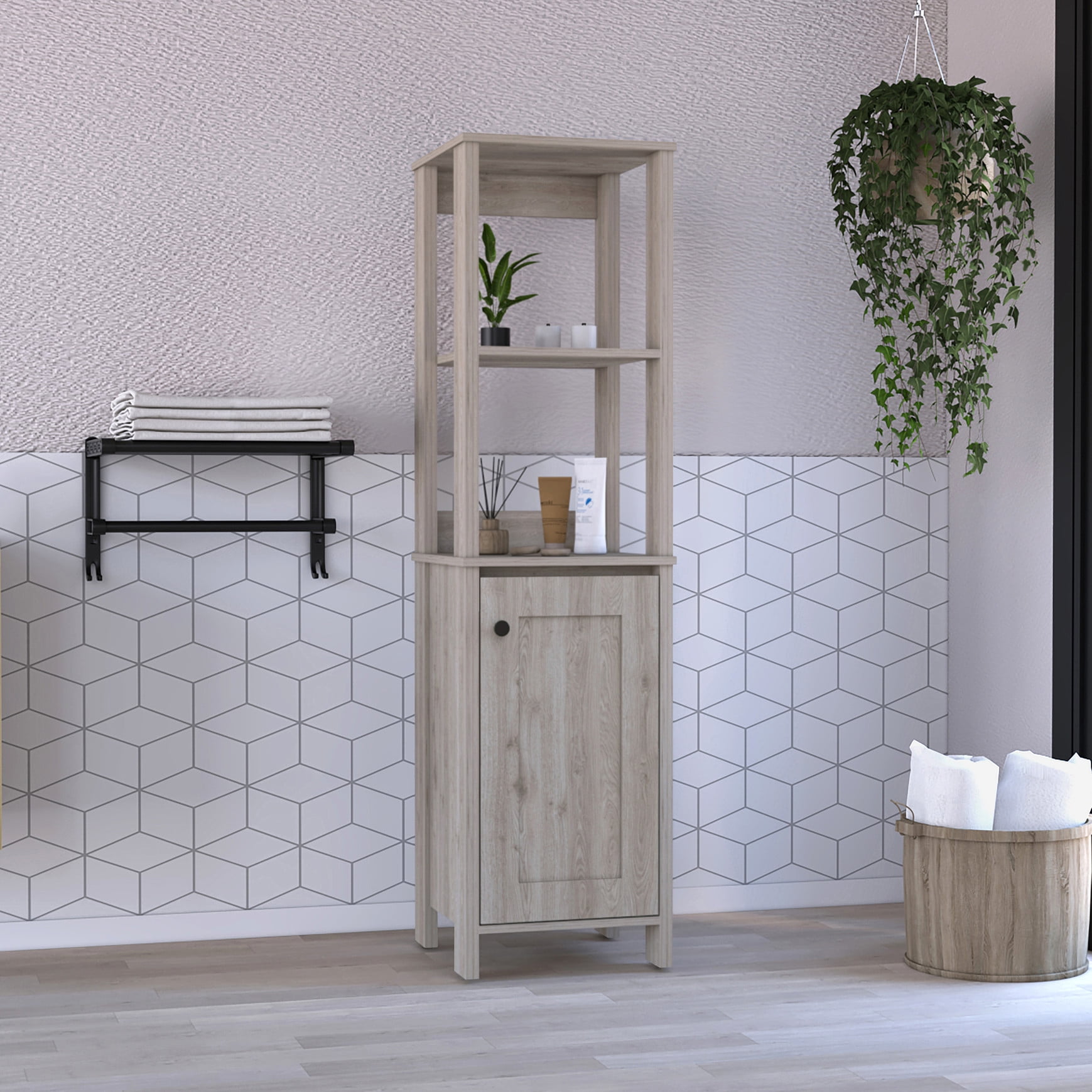 Single Door Linen Storage / Grey Modern Style, 4 Shelves, 52 lb ...