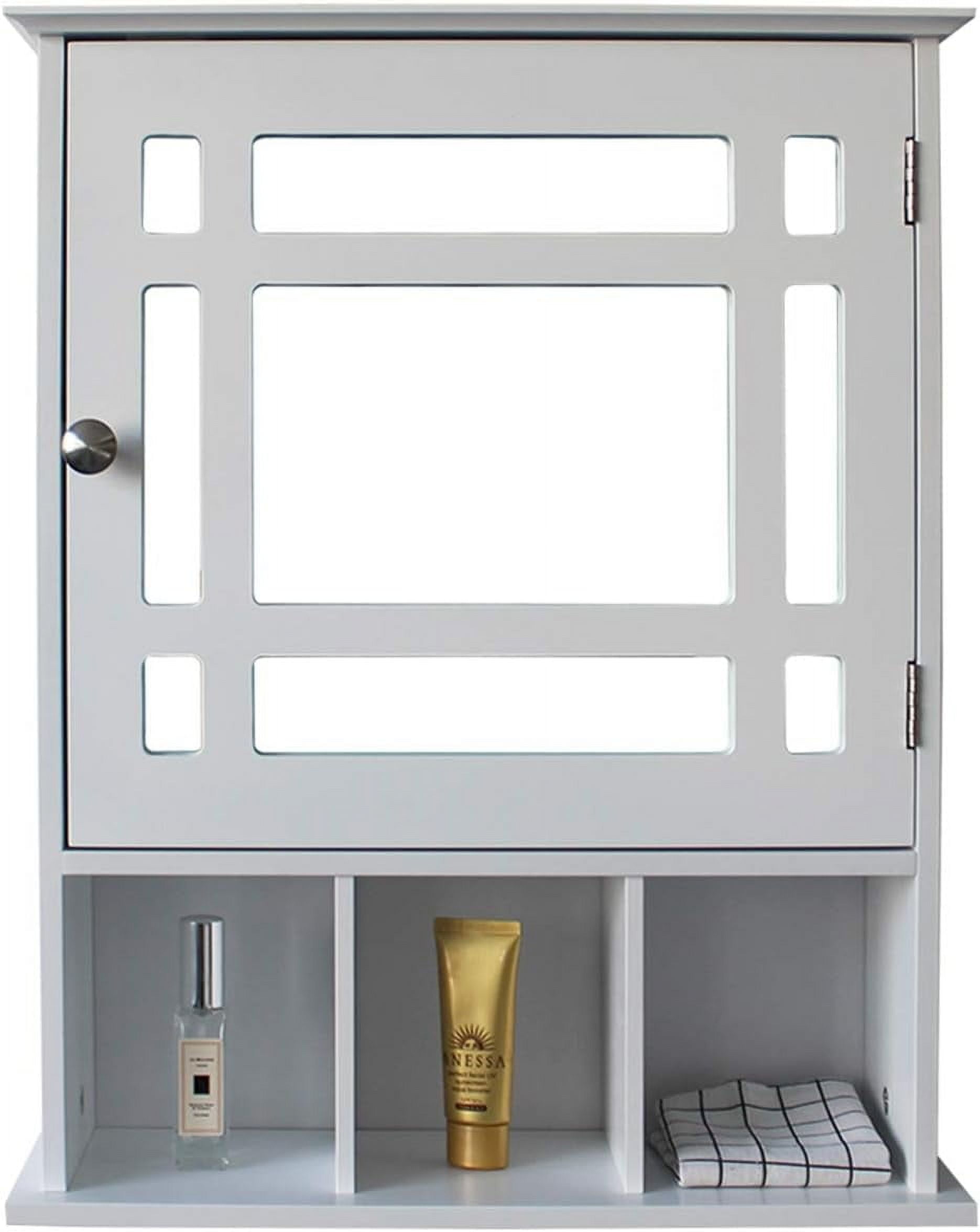 Single Door Three Compartment Storage Bathroom Cabinet –White Modern ...