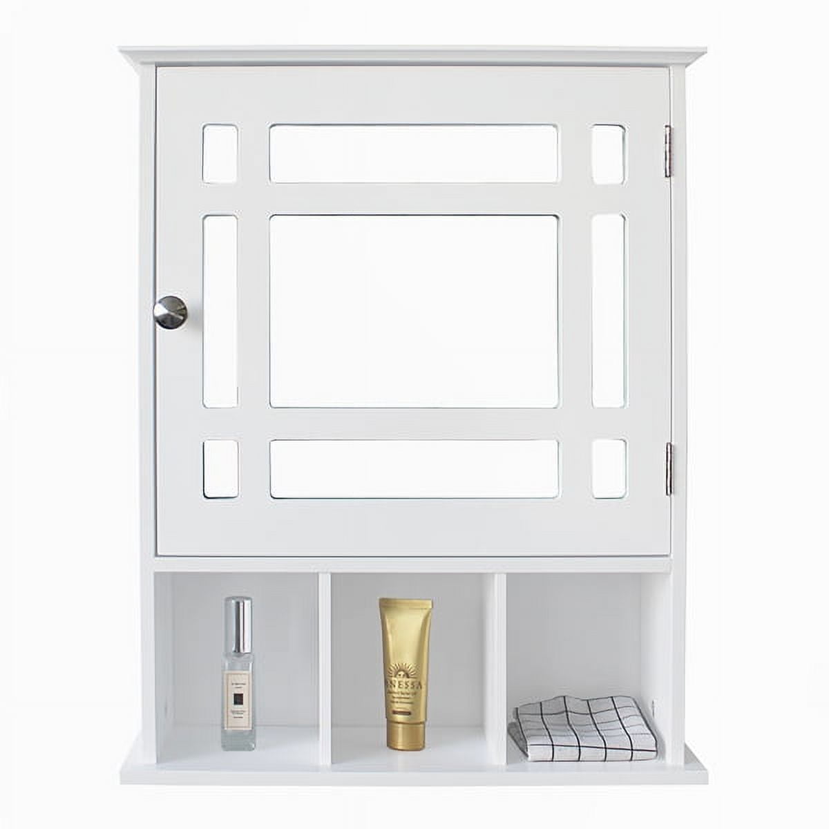 Single Door Three Compartment Storage Bathroom Cabinet –White - Walmart.com
