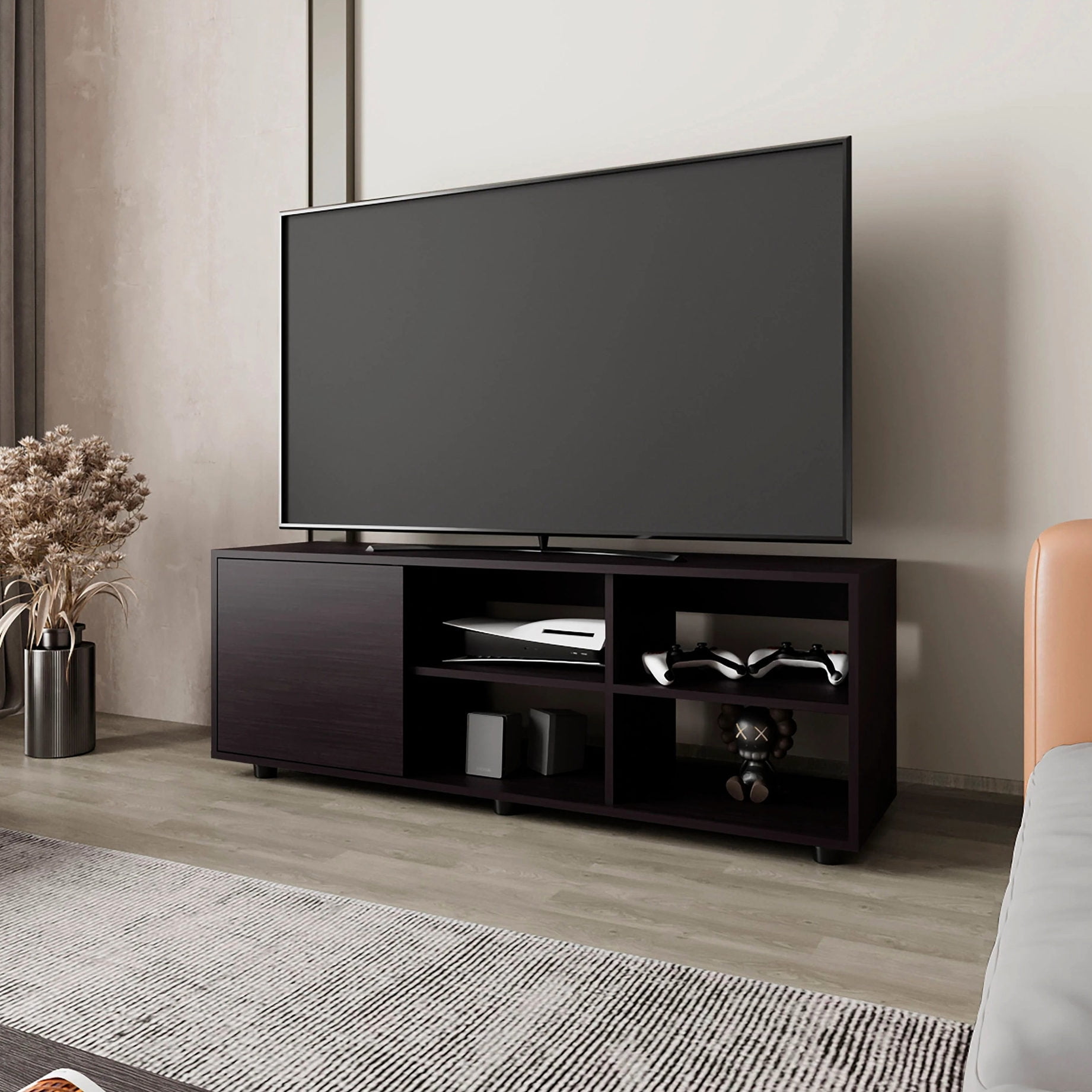 Single-Door Wenge TV Stand+Four Shelves for Organization”-“TV Time at ...