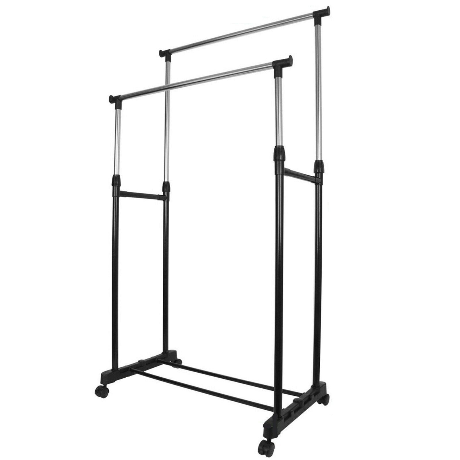 Single/Double Adjustable Portable Clothes Hanger Rolling Garment Rack ...