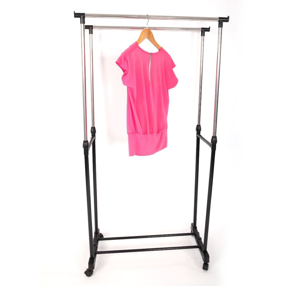 Single/Dual-bar Vertical & Horizontal Stretching Stand Clothes Rack ...