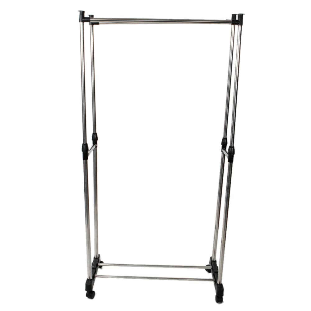 Single/Dual-bar Vertically-stretching Stand Clothes Rack with Shoe ...