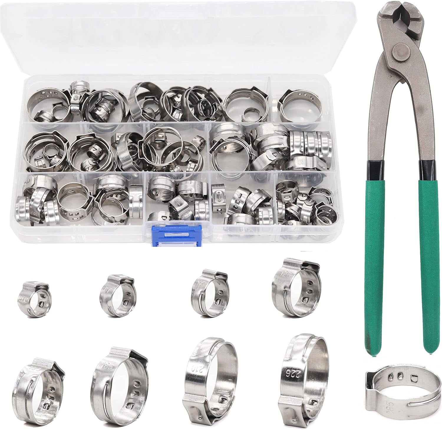 Single Ear Hose Clamps, Oetiker Clamps, 92Pcs(6.0mm-22.6mm) Crimp Pipe ...