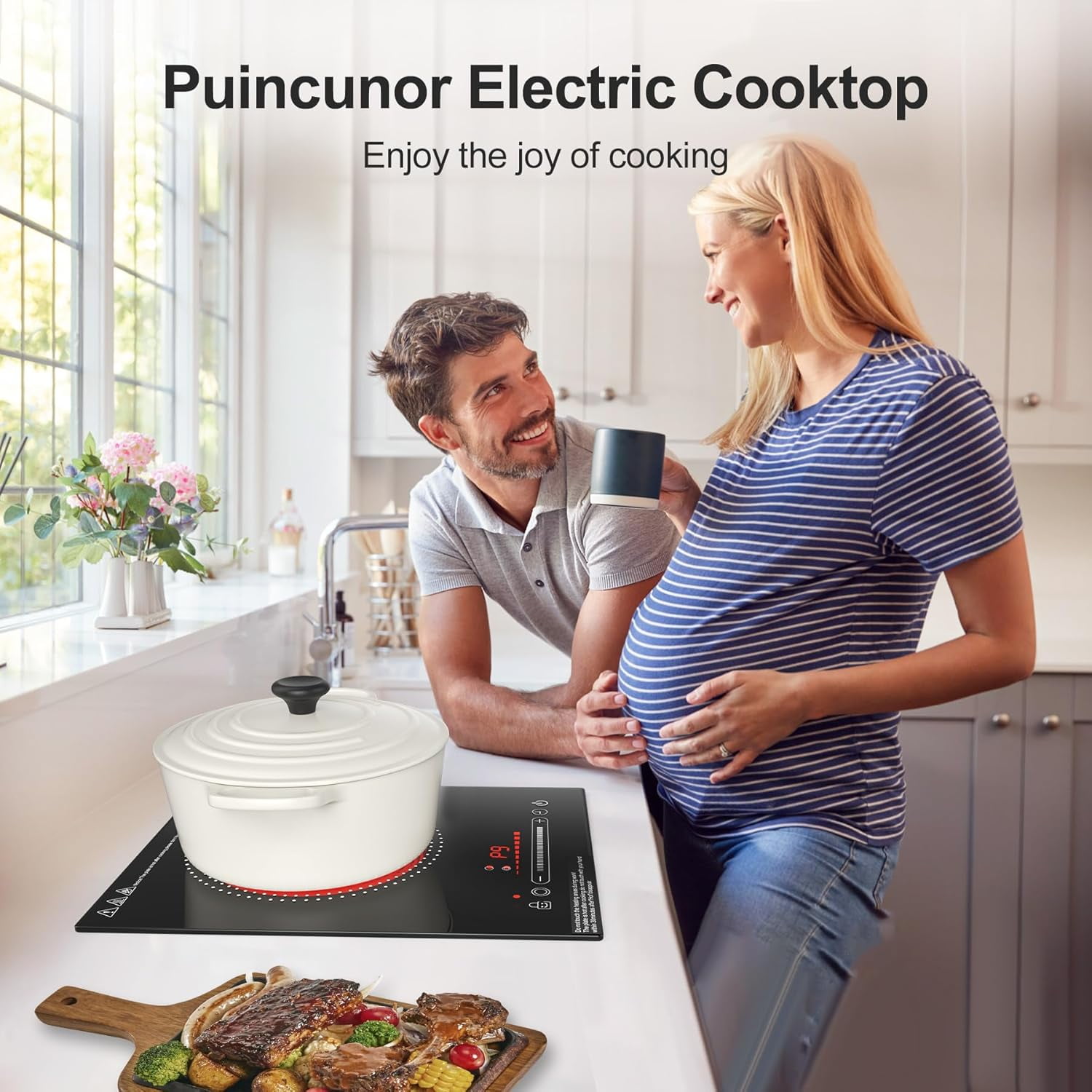 Single Burner Electric Cooktop, 110V 1800W with LED Touch Control, 11 ...