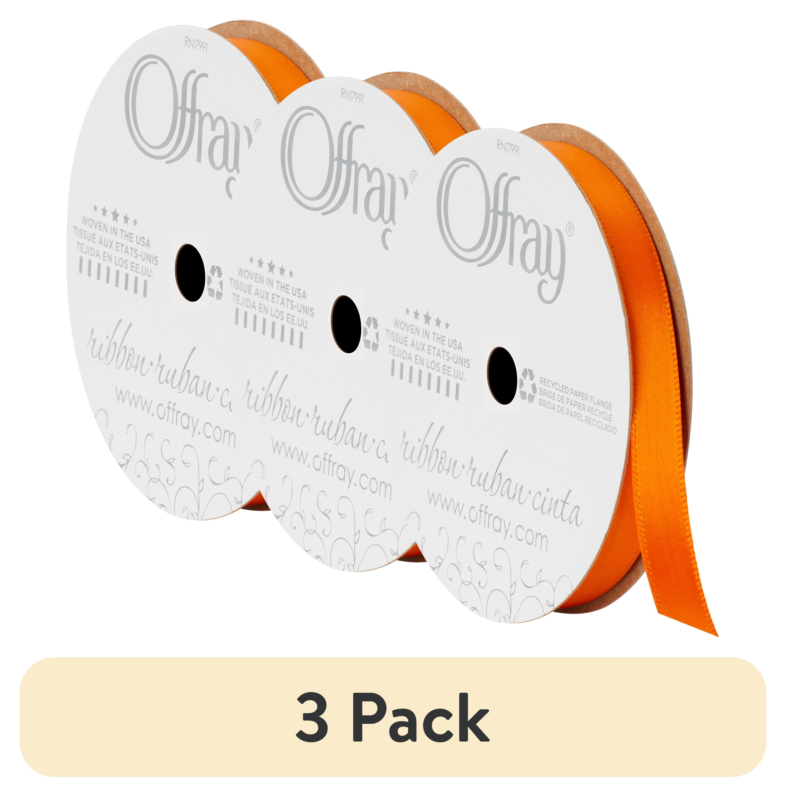 (3 pack) Single Face Satin Ribbon 3/8"X18'-Torrid Orange - Walmart.com