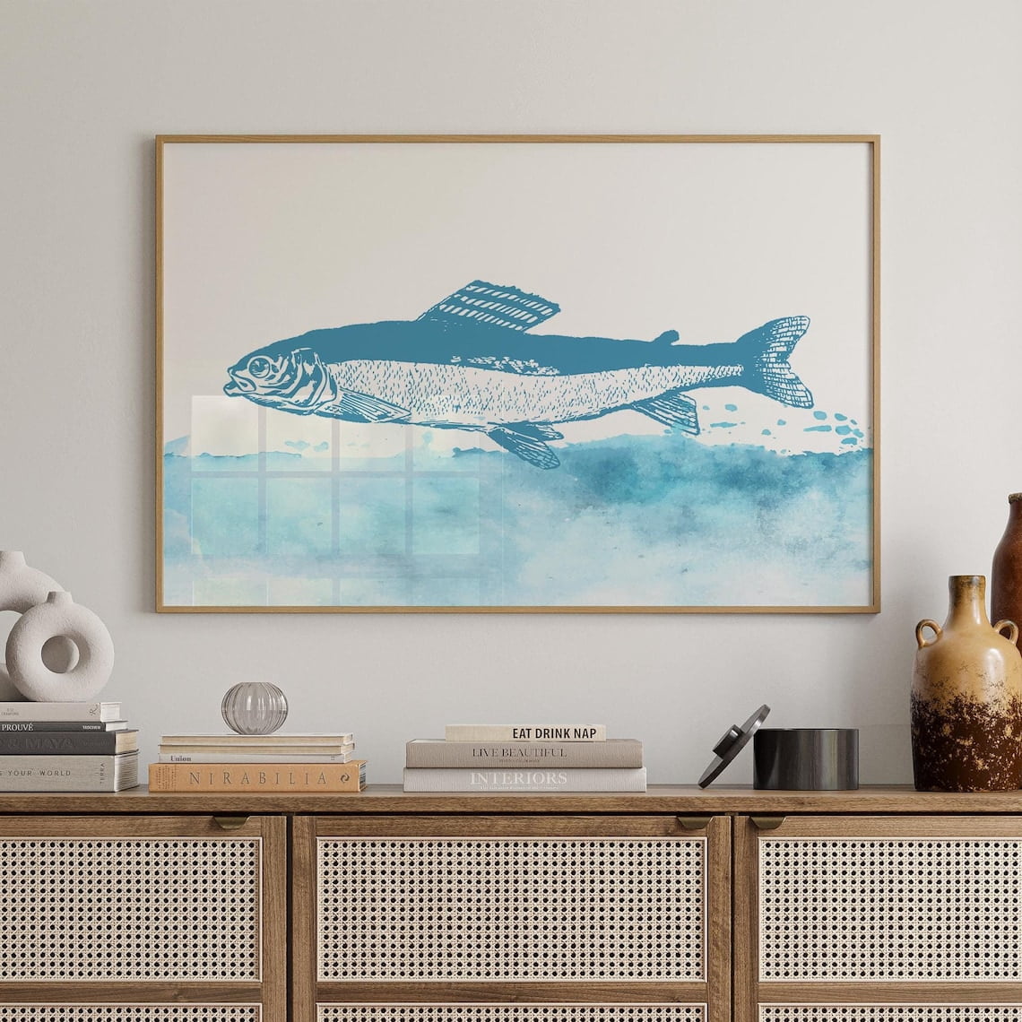 Single Fish Watercolor Art Print, Coastal Wall Decor, Ocean Inspired ...