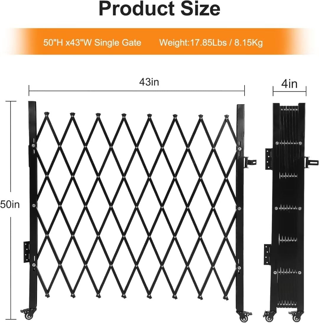 Single Folding Security Door | 50" H x 43" W | Durable Design | 360 ...