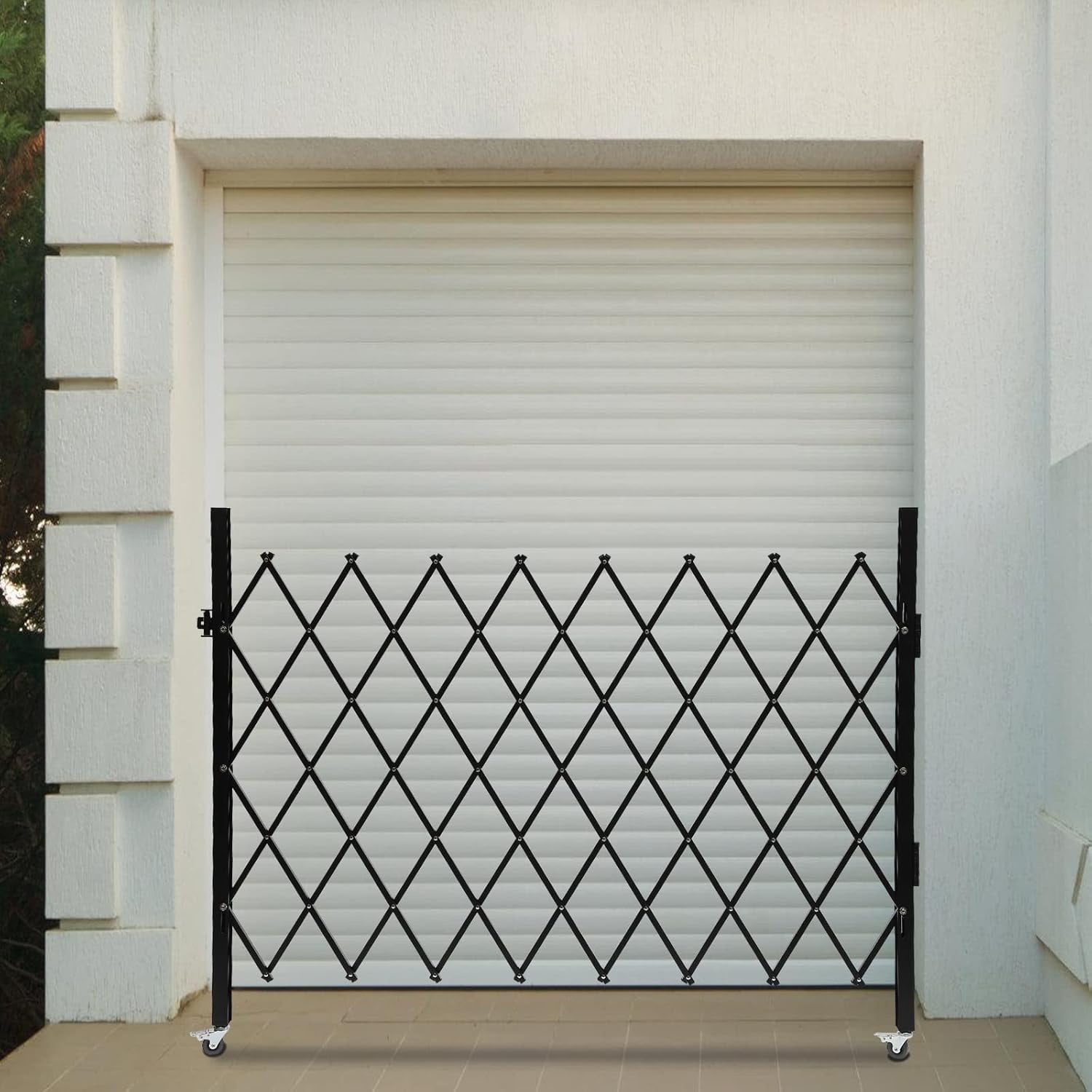 Single Folding Security Gate, 4.27Ft H x 5.45Ft W Iron Accordion ...
