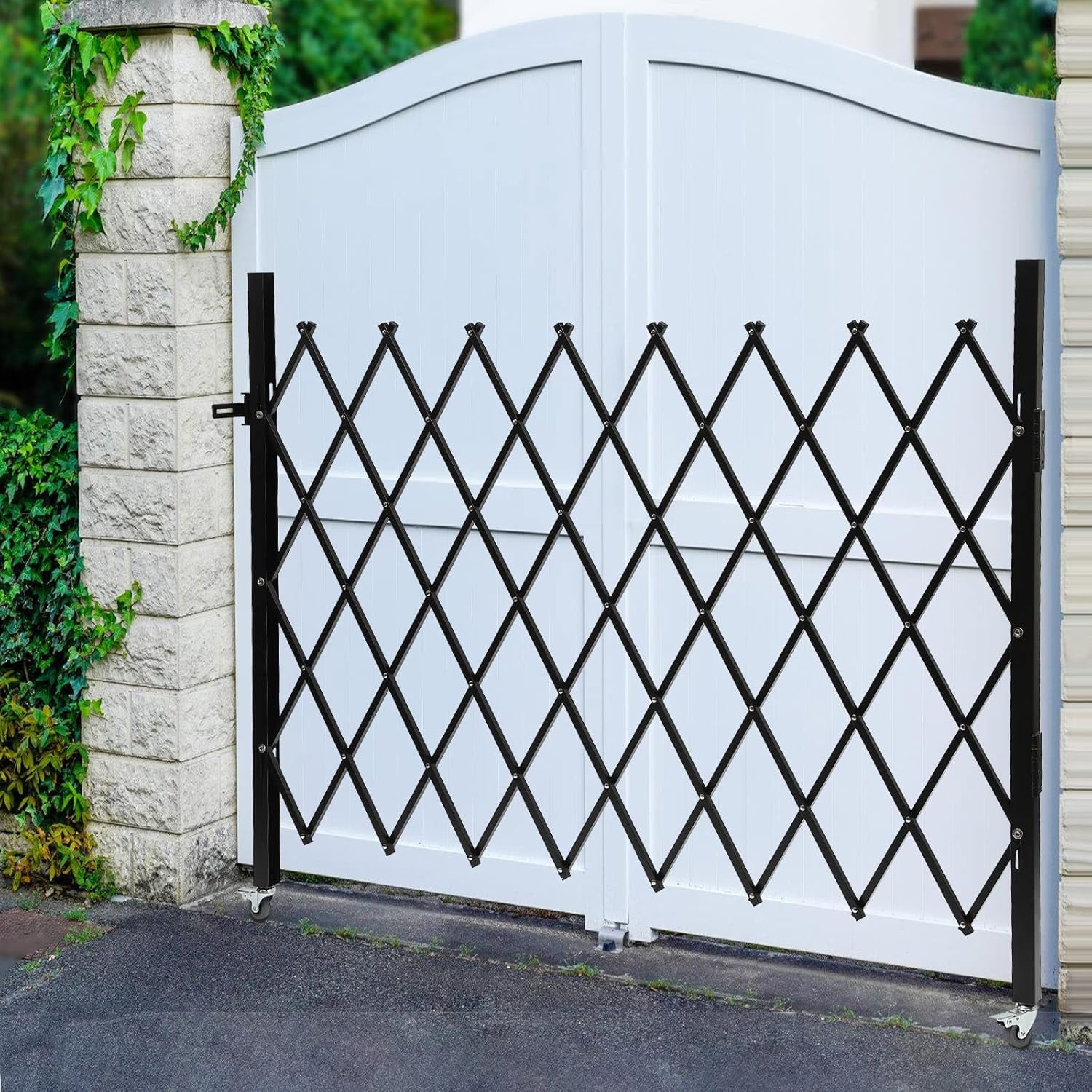 Single Folding Security Gate, 48" H x 66" W Folding Door Gate, Iron ...