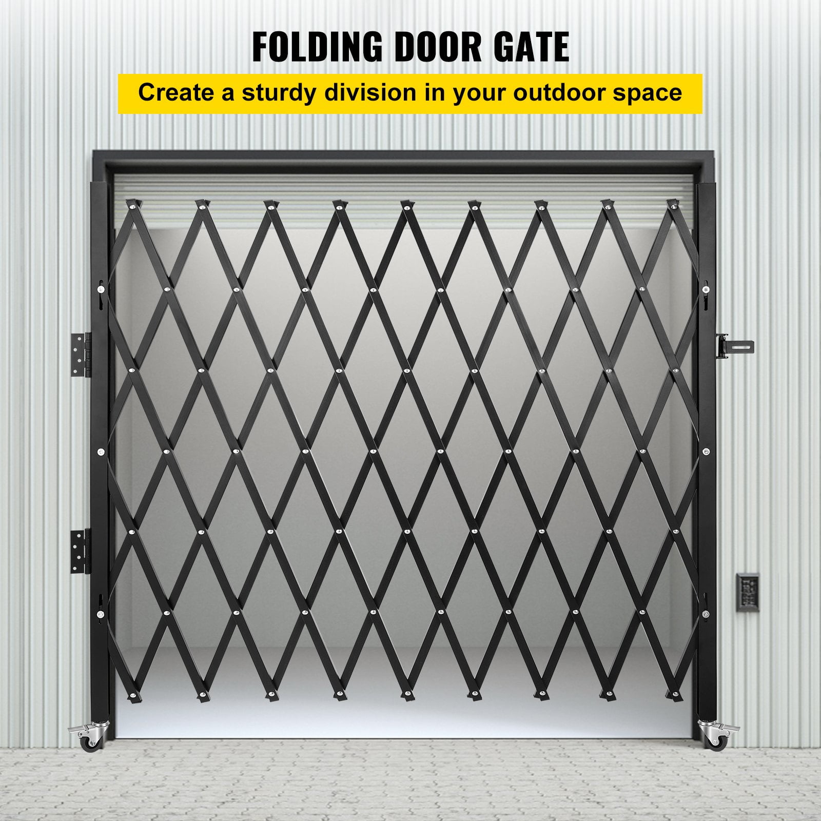 Single Folding Security Gate 50” H x 75” W Folding Door Gate Steel ...