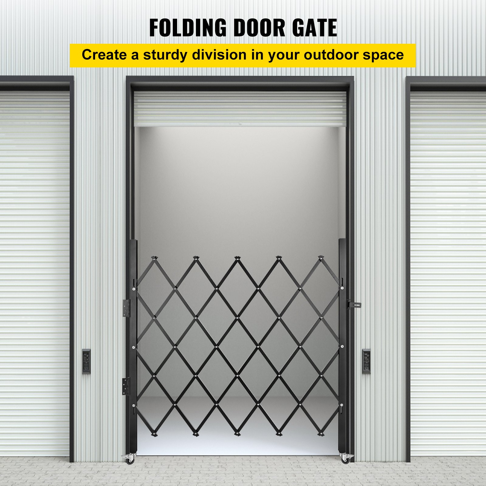 Single Folding Security Gate 50” H x 75” W Folding Door Gate Steel ...