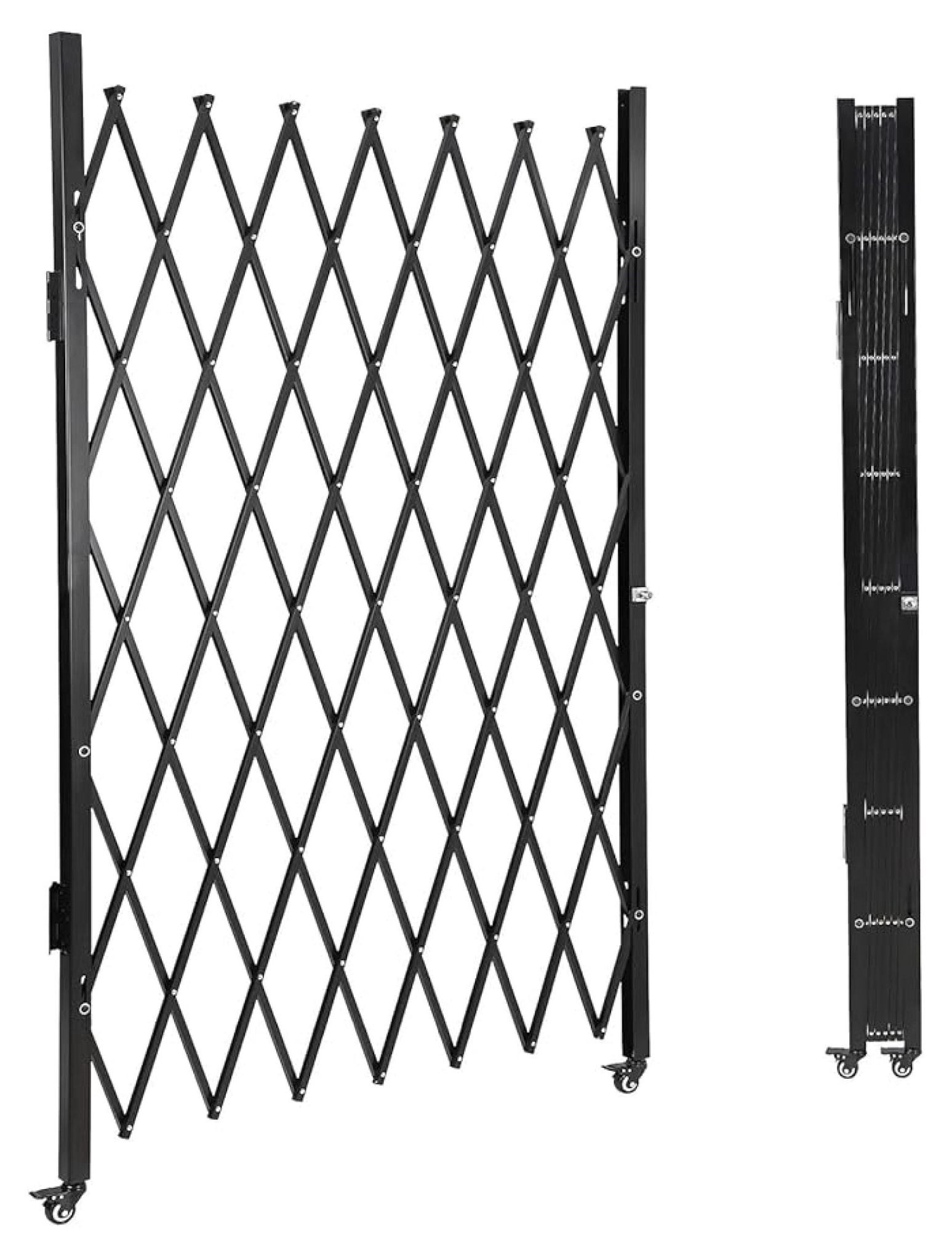 Single Folding Security Gate 67" H x 71" W, Steel Expandable Fence with ...