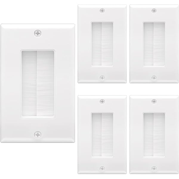 Single Gang Wall Plate Cable Pass Through for Low Voltage Wires, White ...