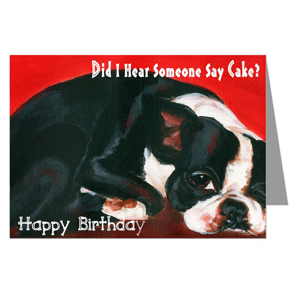 Single Greeting Card of Vintage Boston SMRTerrier Napping Original ...