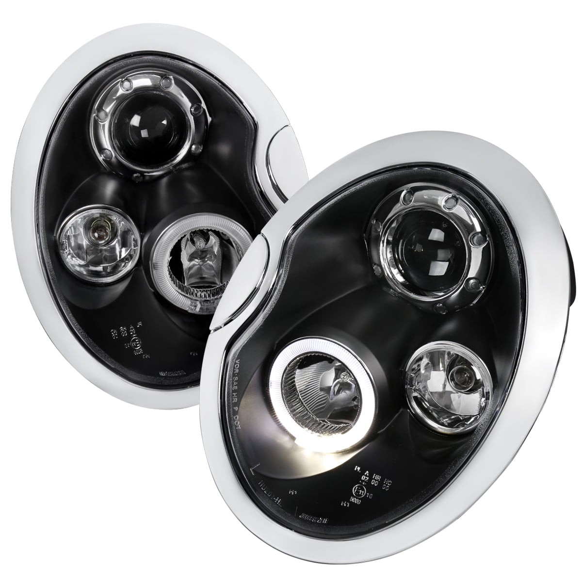 Single Halo Projector Headlights (Black Housing/Clear Lens) Made for ...