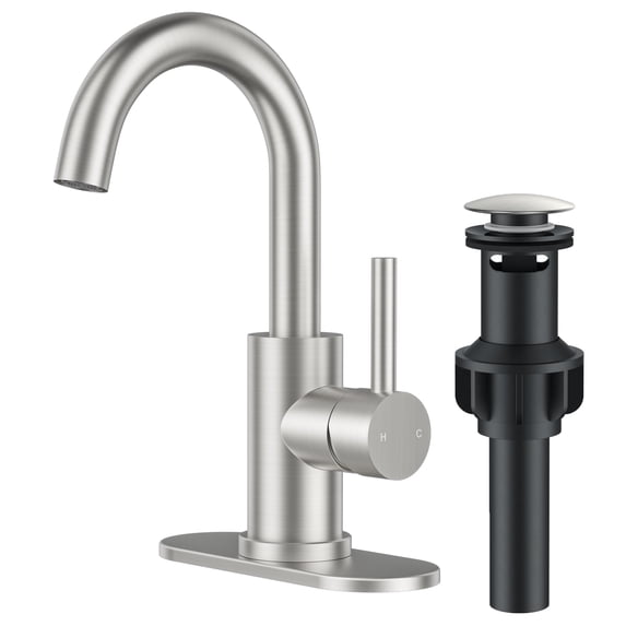 Single Handle Bathroom Sink Faucet Stainless Steel Classic 1 or 3 Hole ...