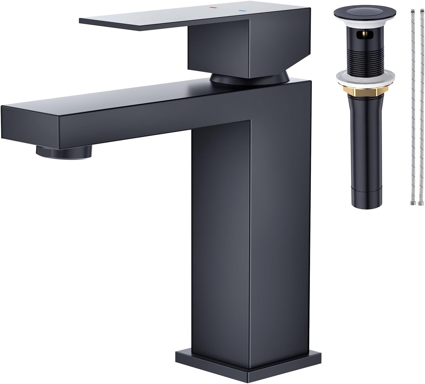 Single Handle Black Bathroom Faucet with Pop Up Drain Assembly, 1 Hole ...