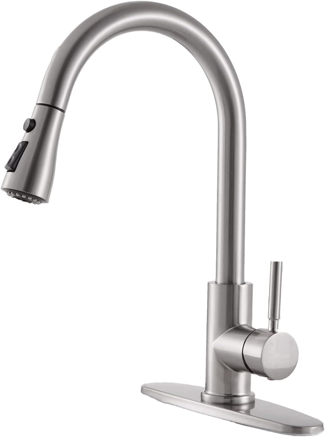 Single Handle Brushed Nickel Kitchen Faucet with Pull Down Sprayer ...