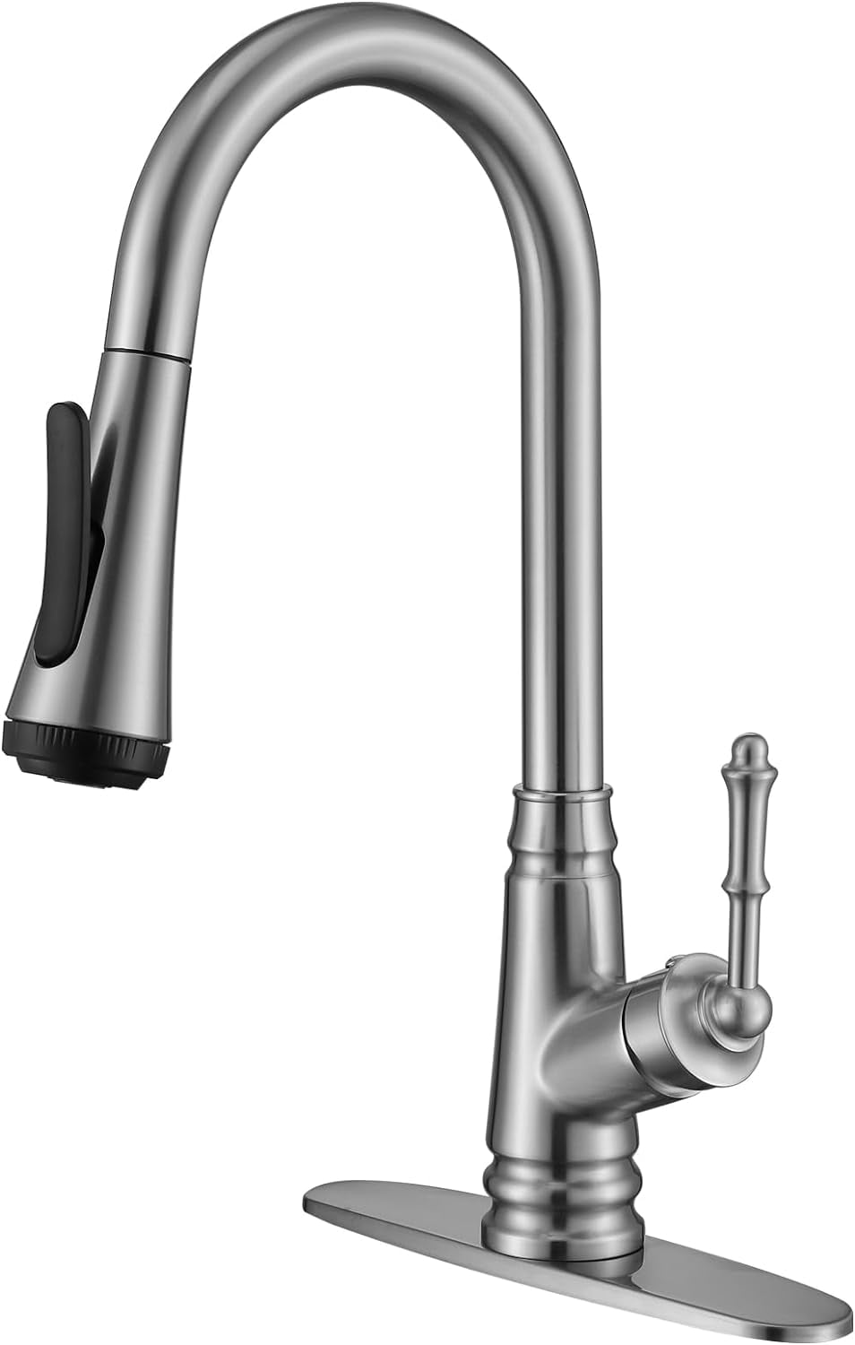 Single Handle High Arc Brushed Nickel Pull Out Kitchen Faucet, Single ...