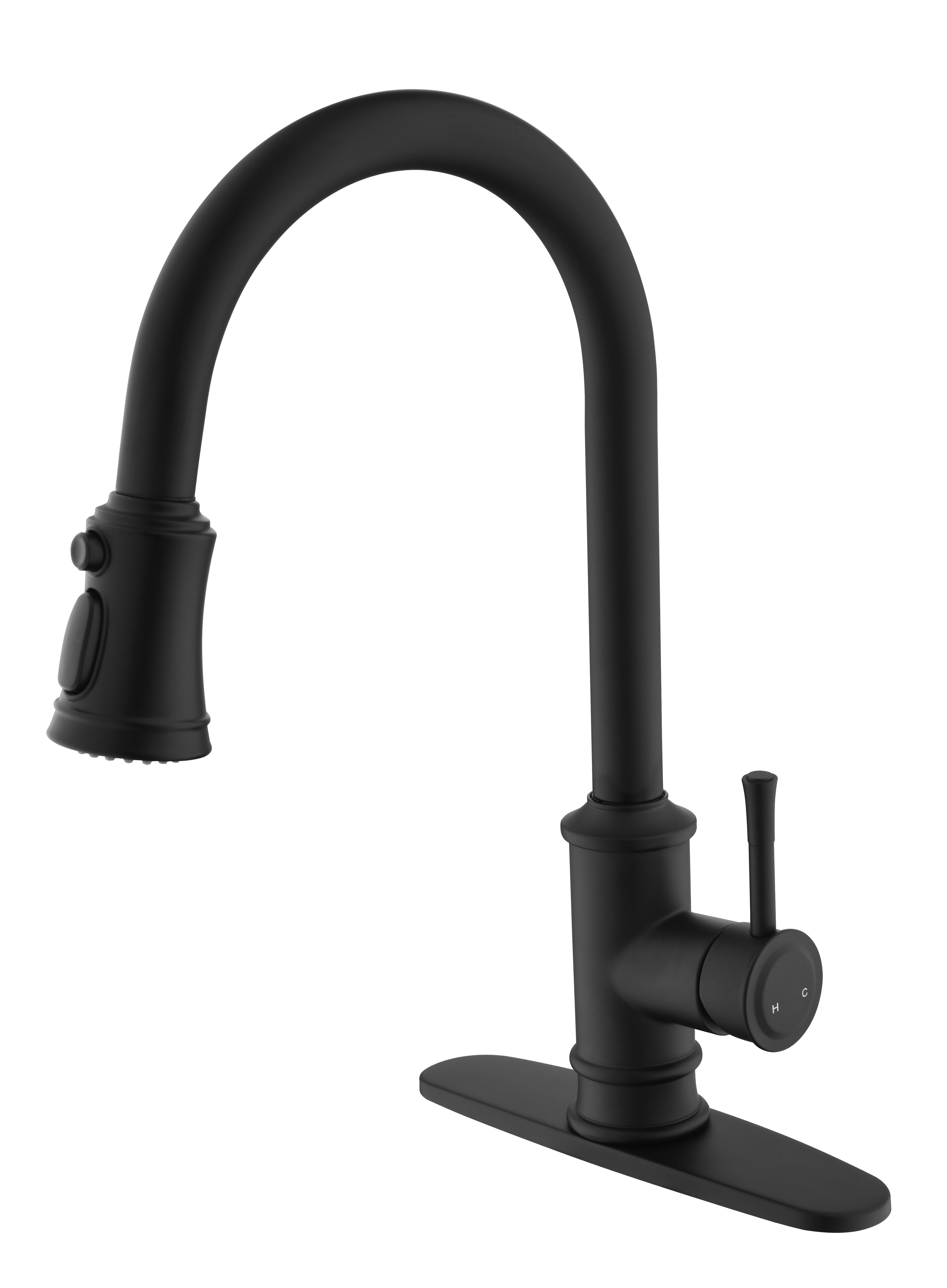 Single Handle High Arc Brushed Pull Out Kitchen Faucet, Single Level ...