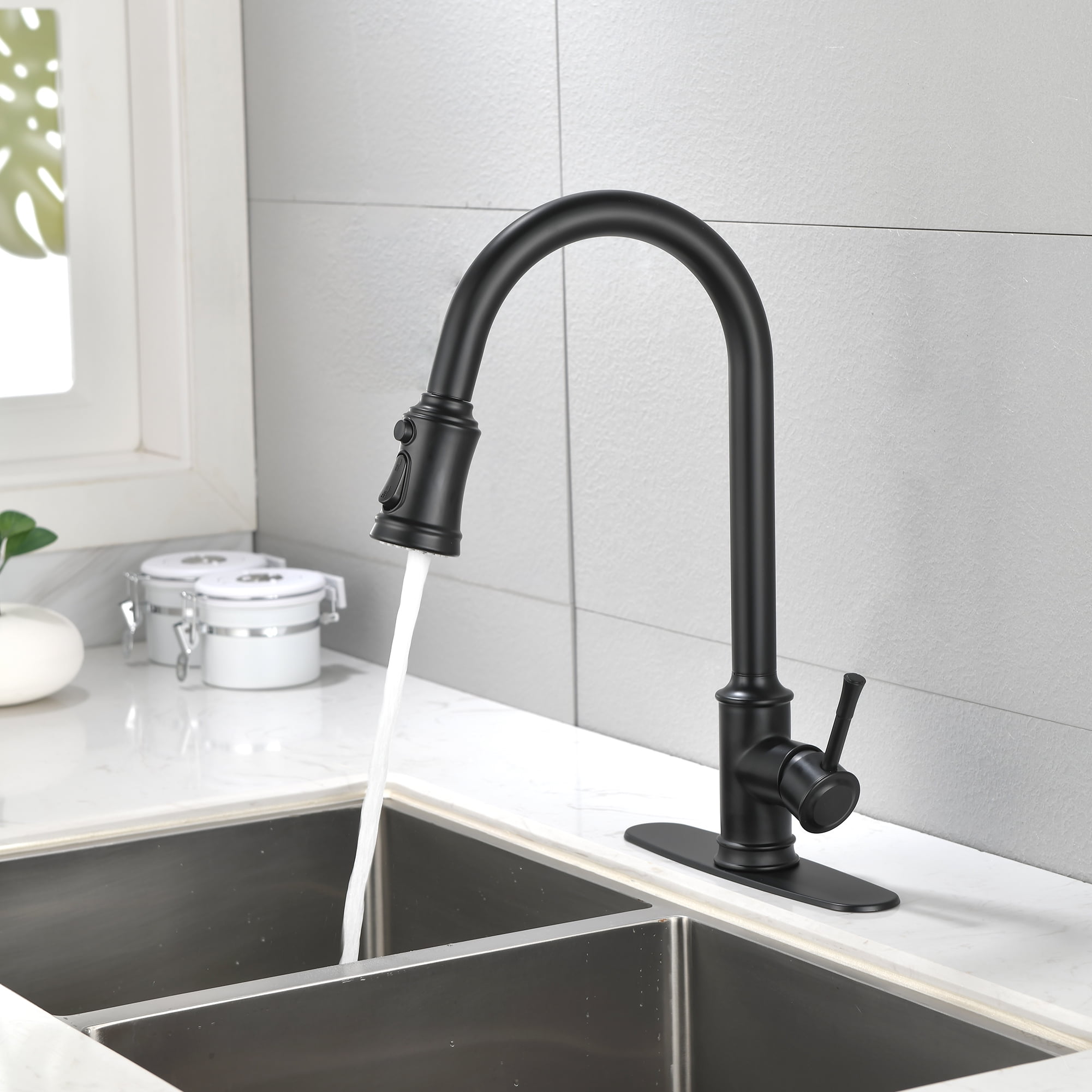 Single Handle High Arc Pull Out Kitchen Faucet,Single Level Stainless ...