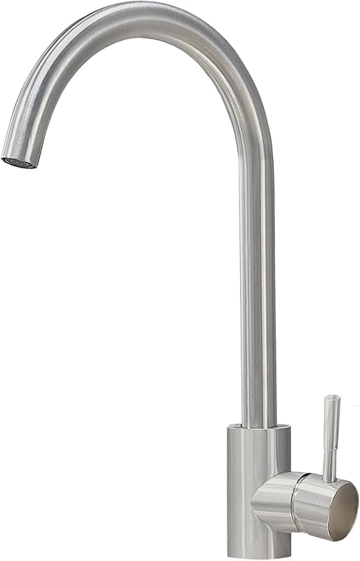 Single Handle Kitchen Faucet, Commercial Single Hole Brushed Nickel Bar ...