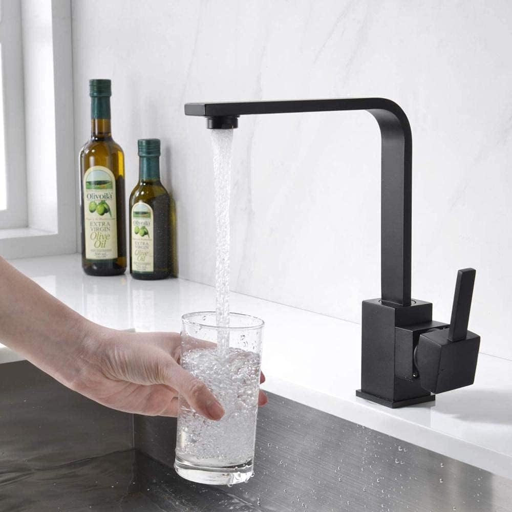 Single Handle Rotates 360 Compatible with Black Brass Kitchen Sink Tap ...
