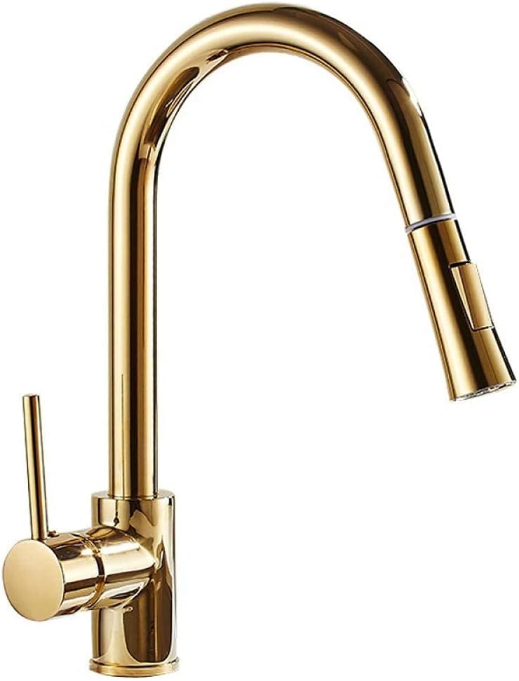 Single Handle Rotates 360 Compatible with Pull-Out Dual, Golden Brass ...