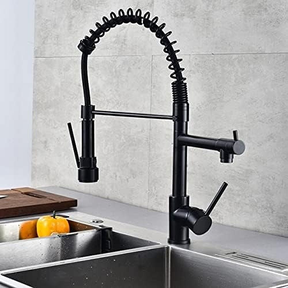 Single Handle Spring Kitchen Sink Faucet with Pull Swiveling Kitchen ...