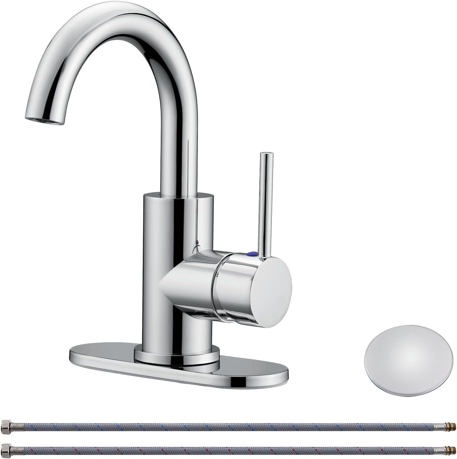 Single-Handle Swivel Spout Bathroom Sink Faucet with Pop-up Drain with ...