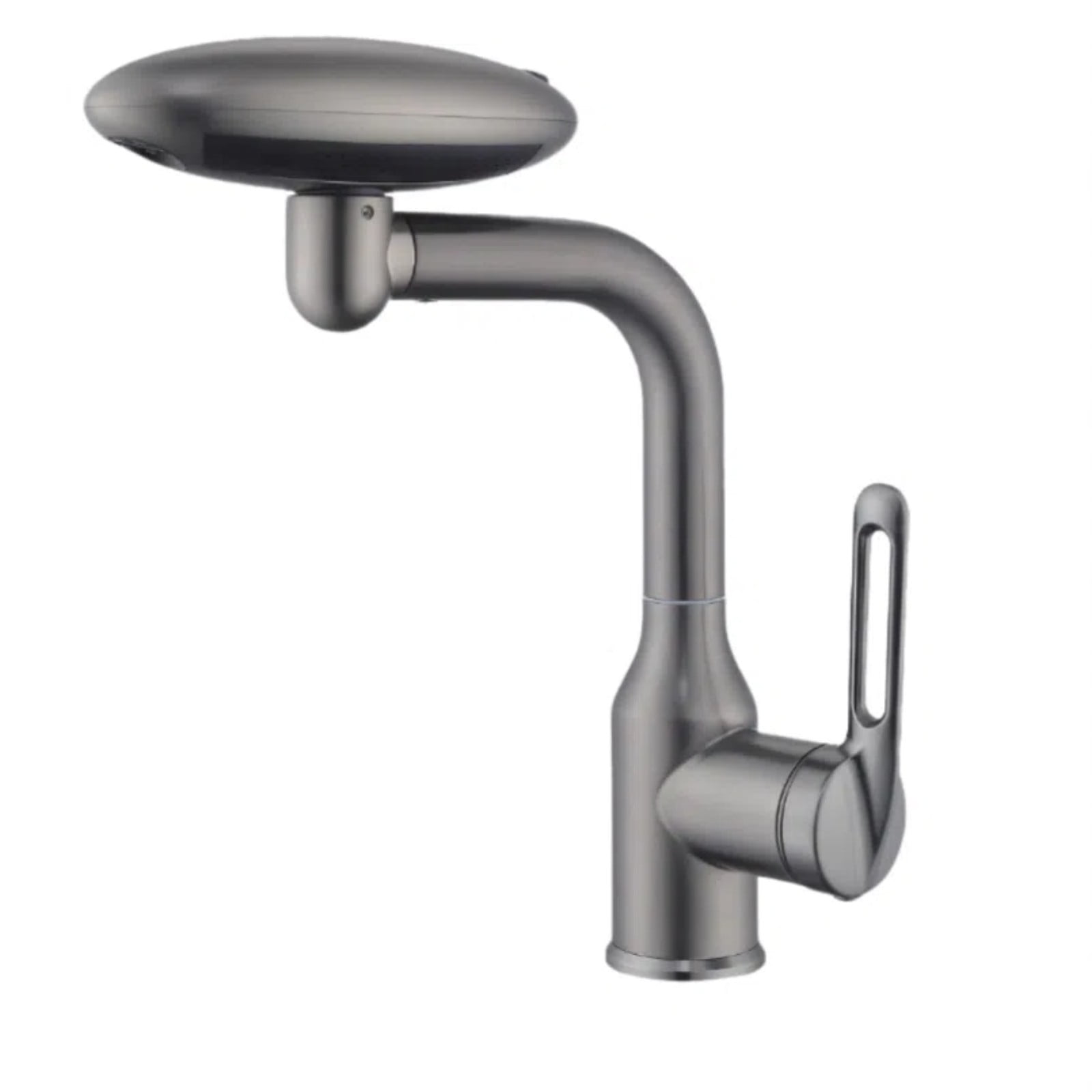 Single Hole Bathroom Faucet, Grey Finish, 360掳 Swivel Spout, 4 Spray ...