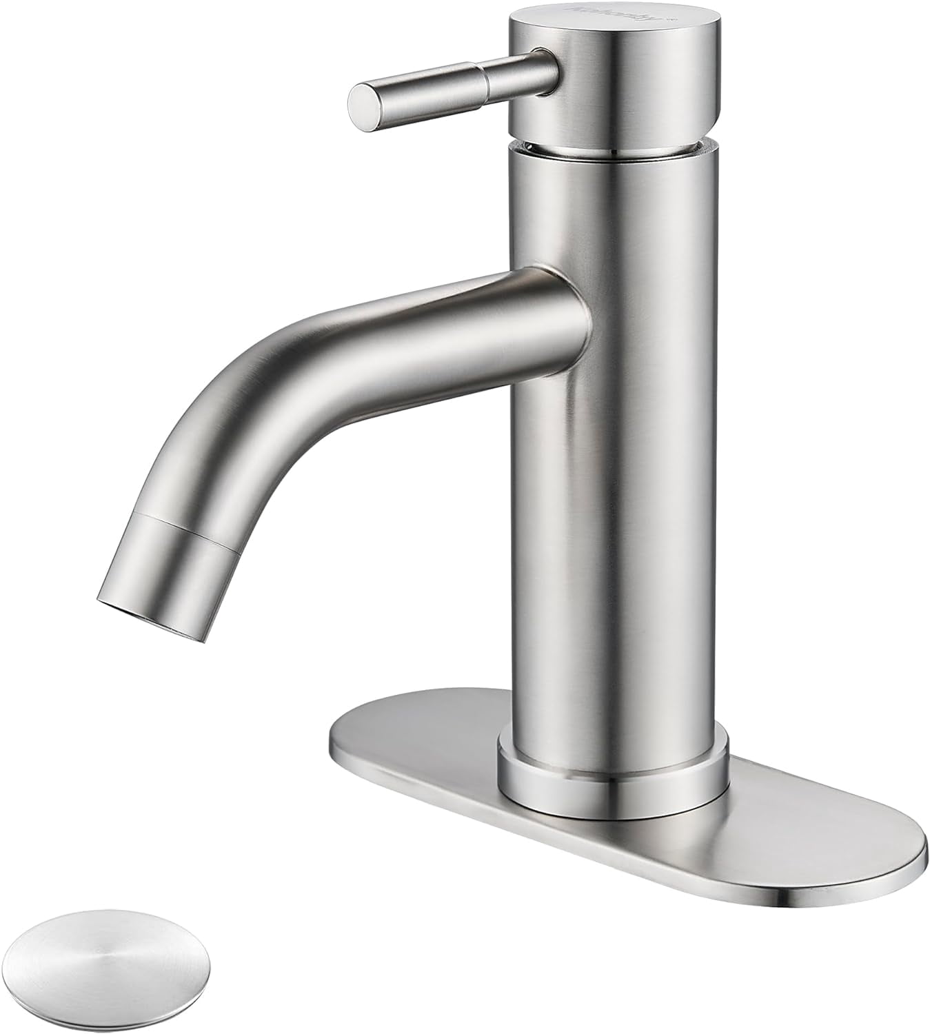 Single Hole Bathroom Sink Faucet Brushed Nicke, Modern Single Handle ...
