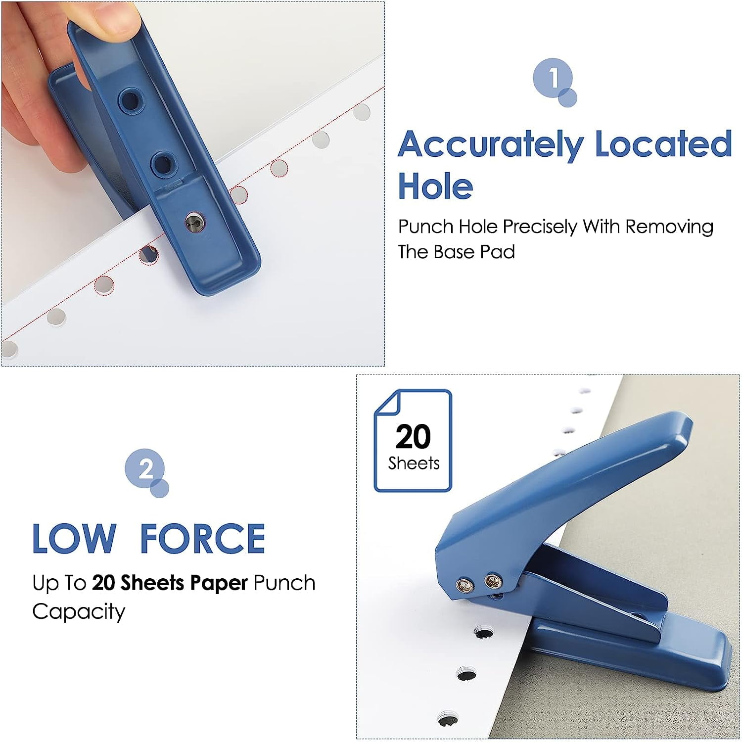 Single Hole Punch, 1 Hole Punch 1/4" Hole Puncher, Paper Punch Hole ...