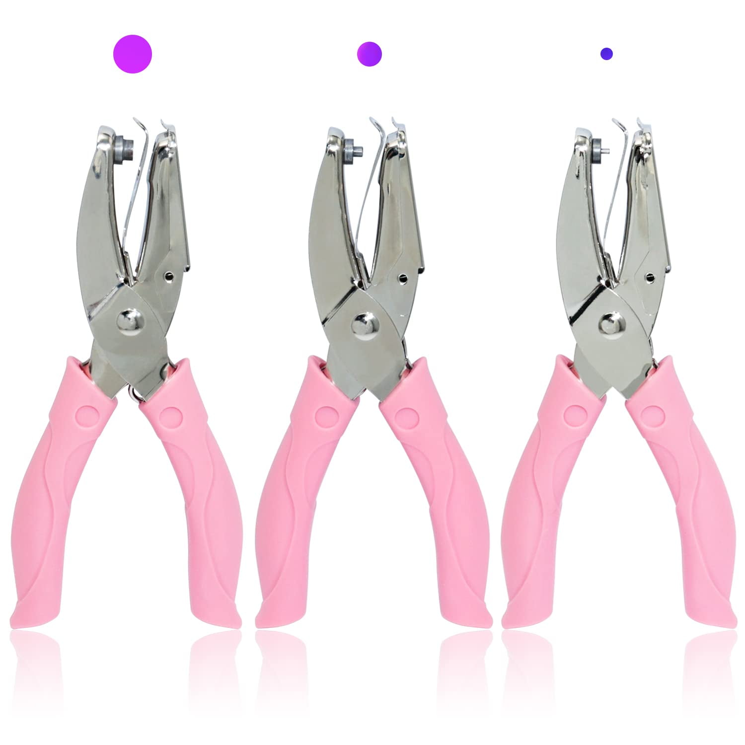Single Hole Punch Tool Set of 3, Stainless Steel Handheld Paper Puncher ...