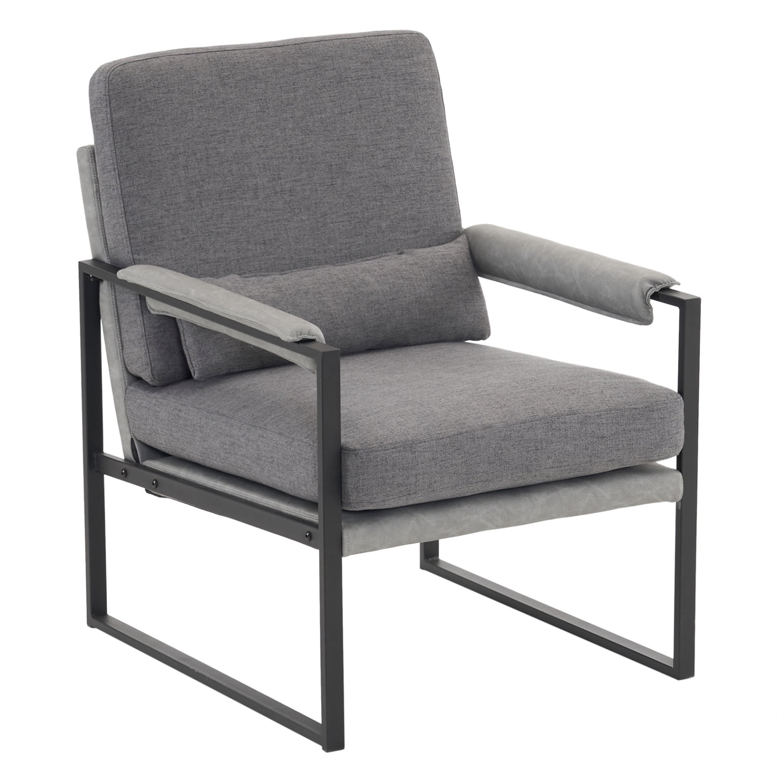 Single Iron Frame Chair with Extra-Thick Padded Backrest and Seat ...