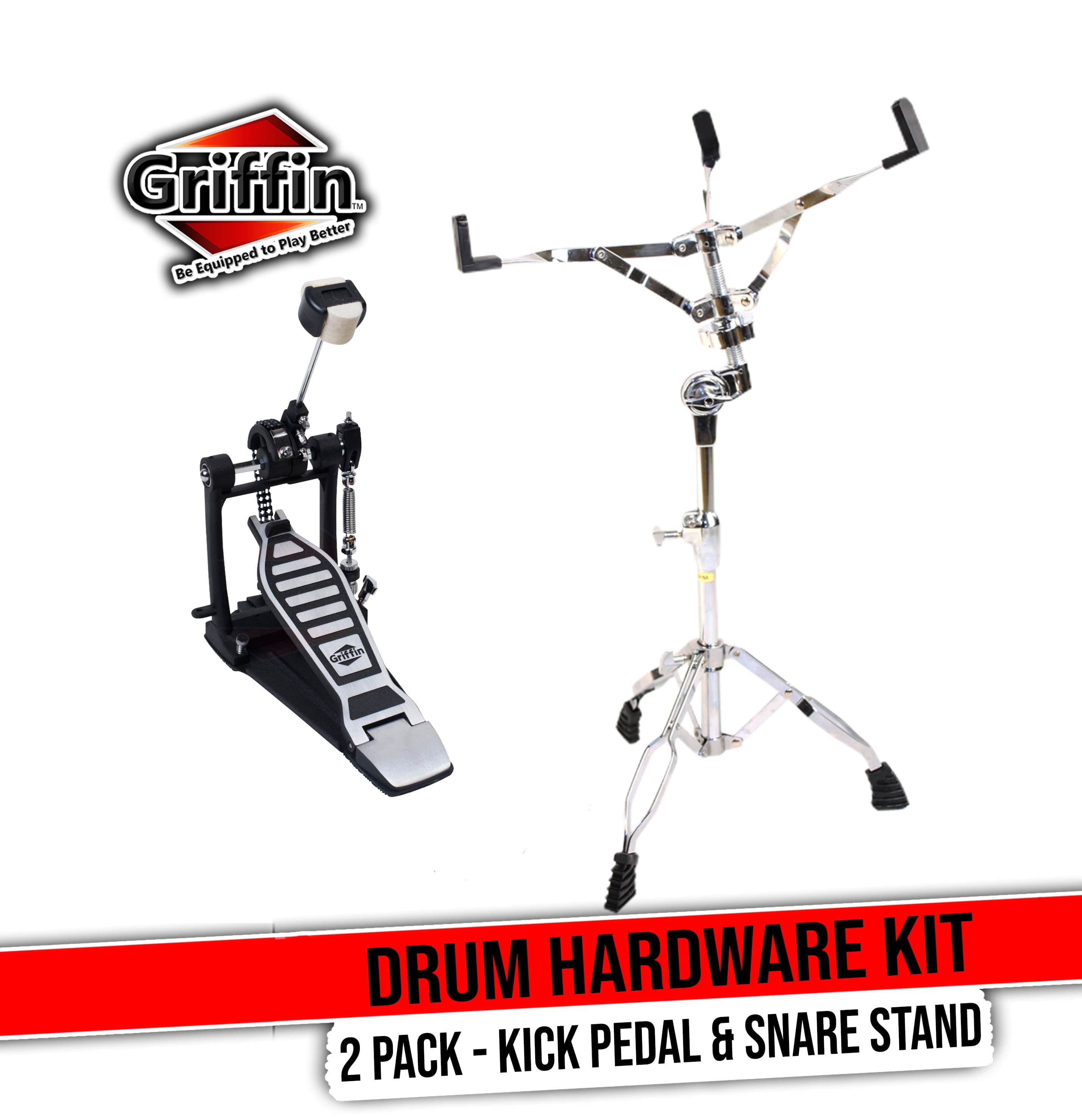 Single Kick Bass Drum Pedal & Snare Drum Stand Package (2-Piece Kit) by ...