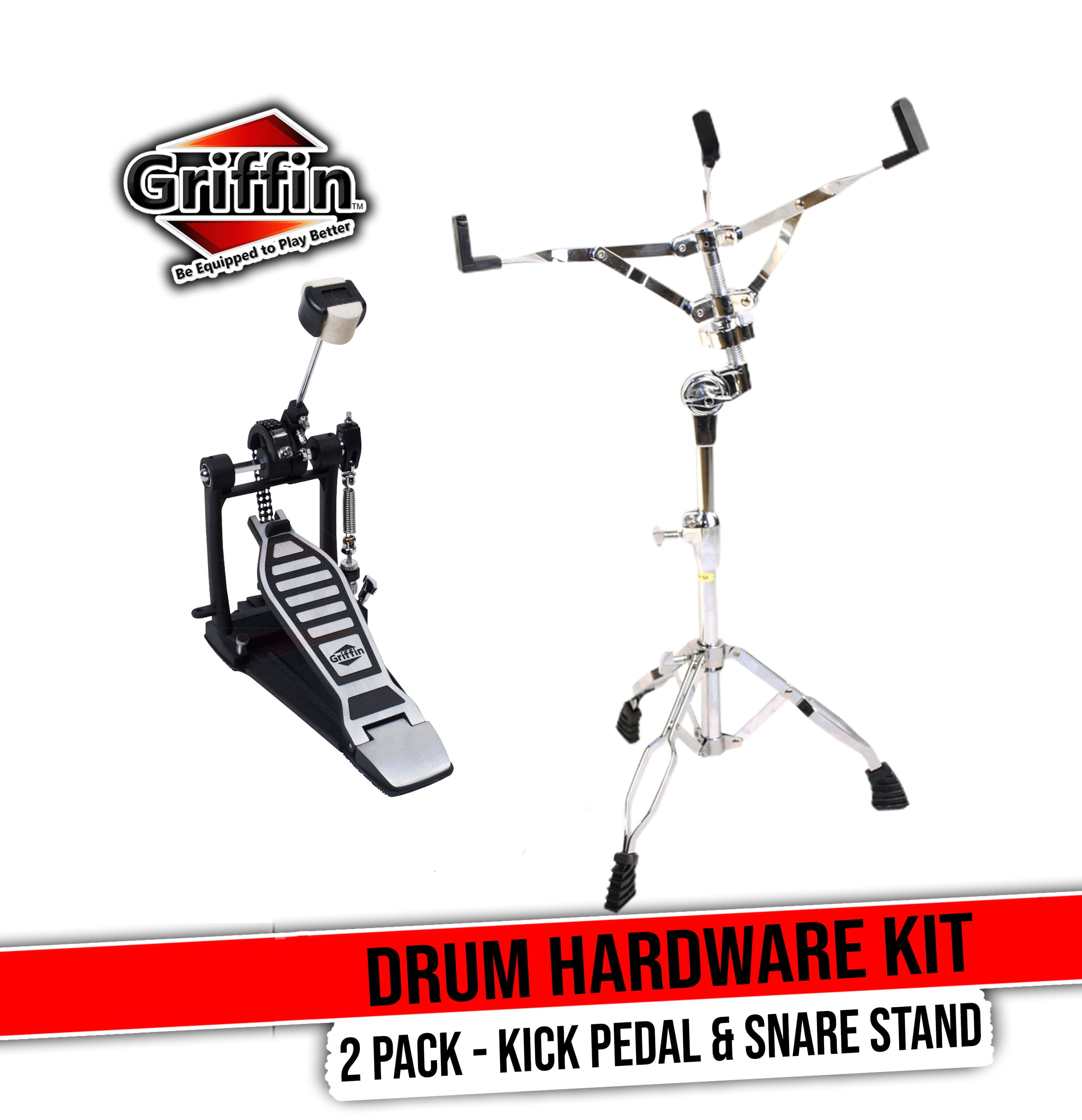Single Kick Bass Drum Pedal & Snare Drum Stand Package (2-Piece Kit) by ...