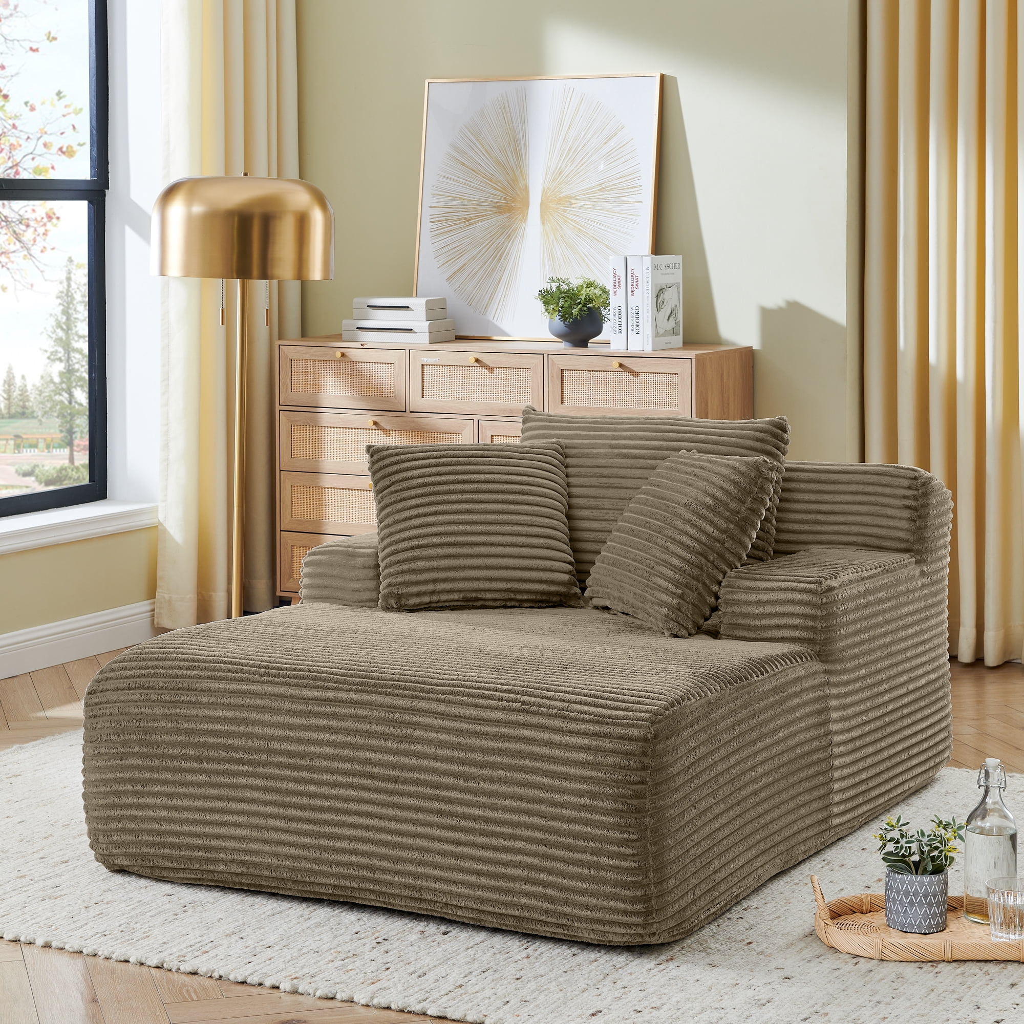 Single Lazy Sofa Lounge Chair, No Assembly Required, Made of Velvet ...
