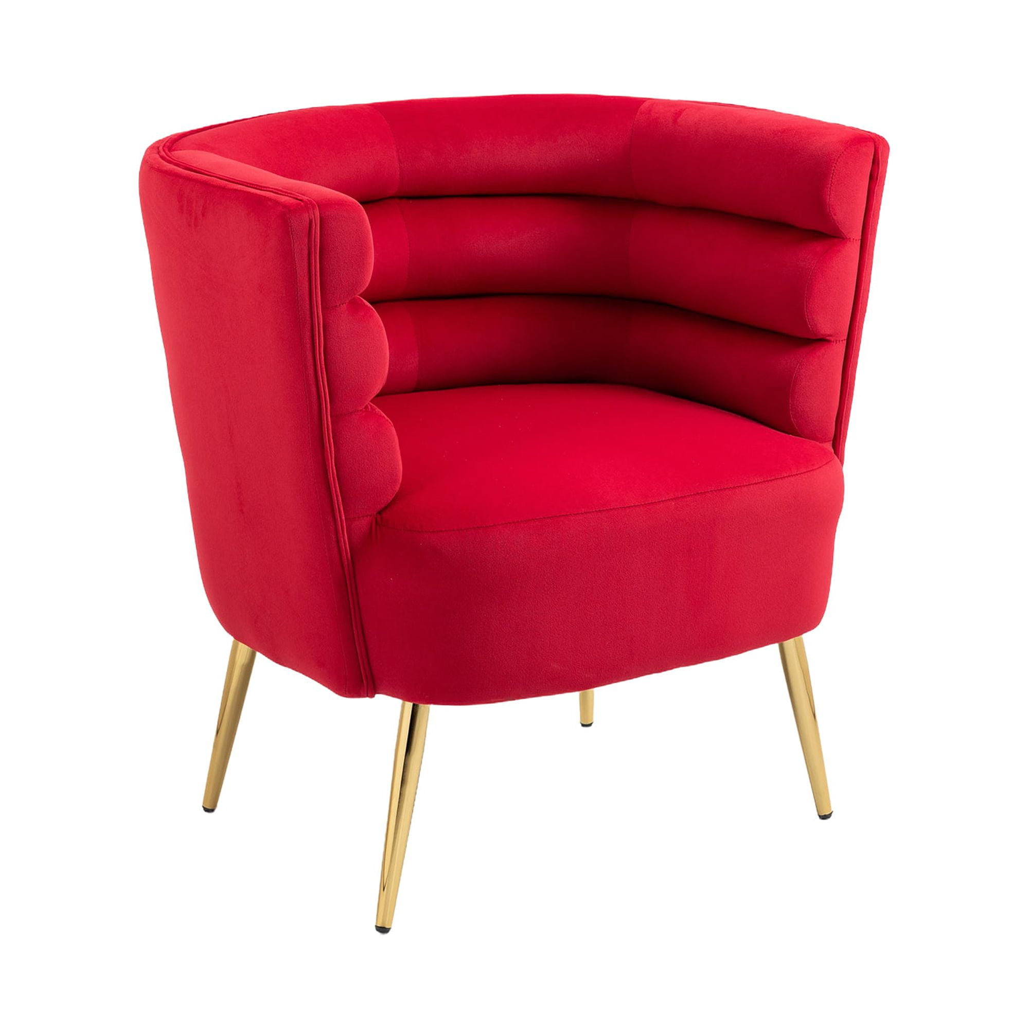 Single Leisure Chair, Modern Upholstered Velvet Chair with Semi ...