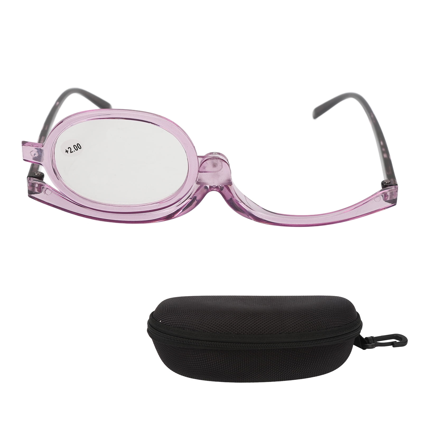 Single Len Makeup Glasses Flip Down Transparent Purple Frame Rotating ...