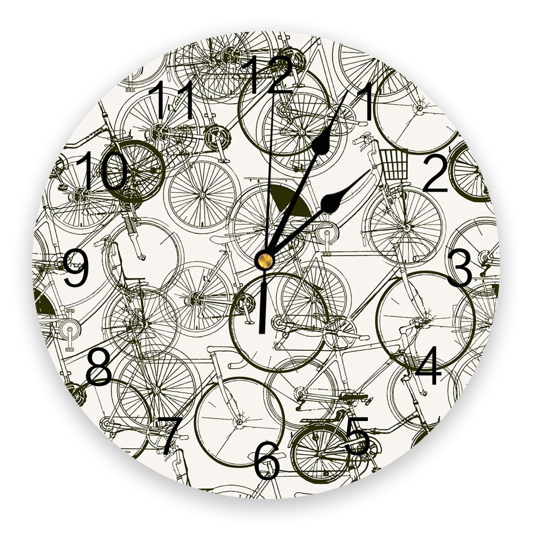 Single Line Bicycle Living Room Clock Wall Round Clocks r Home Bedroom ...