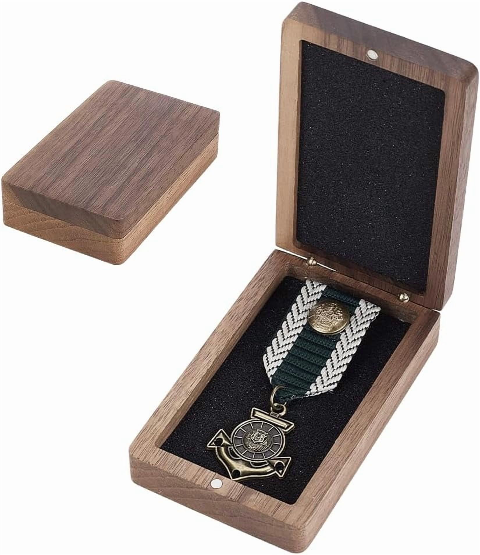 Single Medal Display Storage Box Wood Coin Display Case with Velvet ...