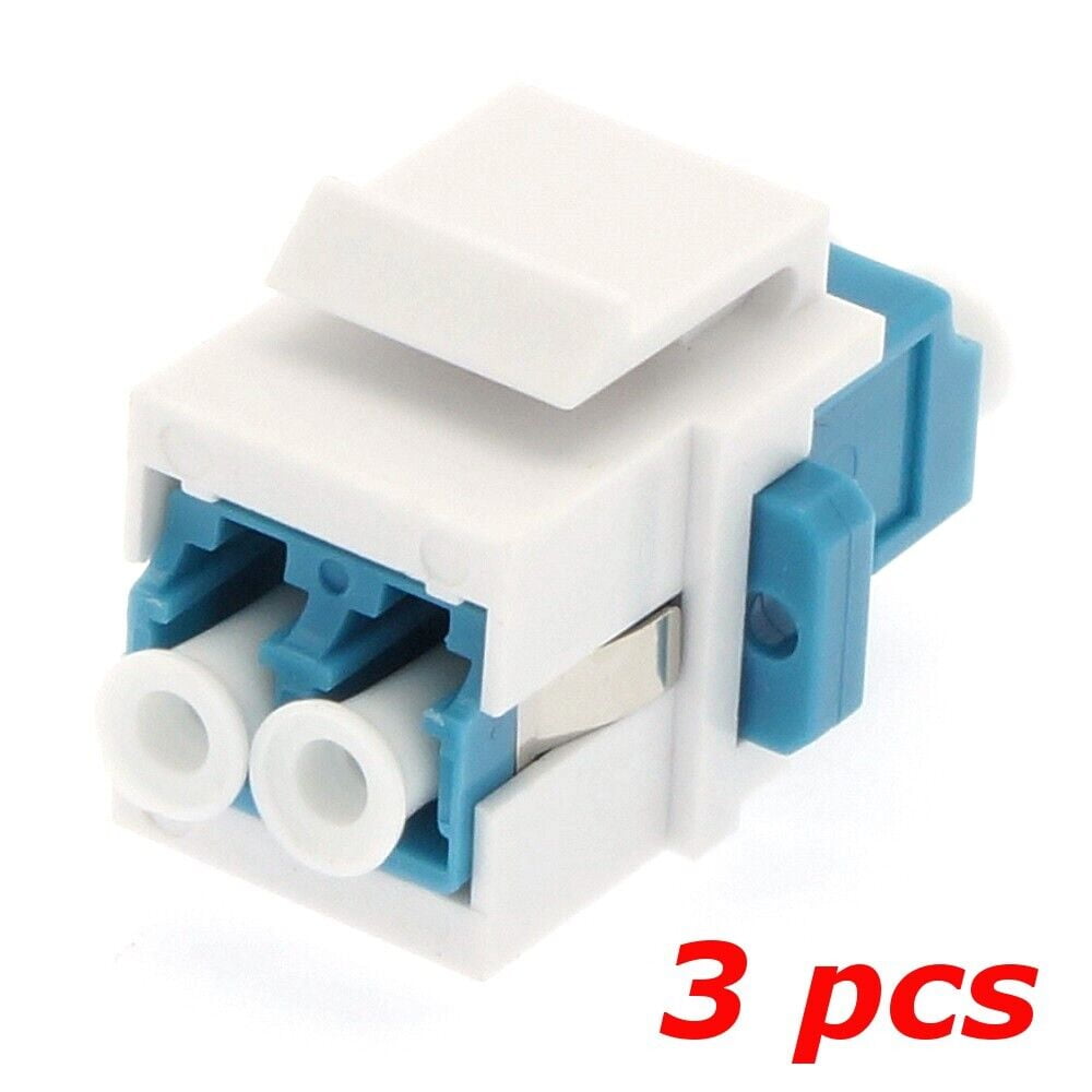 Single-Mode Duplex Fiber Optic Coupler Keystone Jack White Blue 3 PACK ...